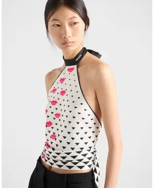 Prada Printed Silk Twill Top - Black