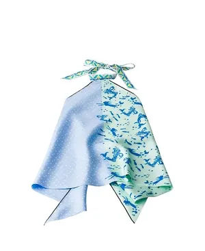 Prada Printed Silk Twill Top - Light Blue