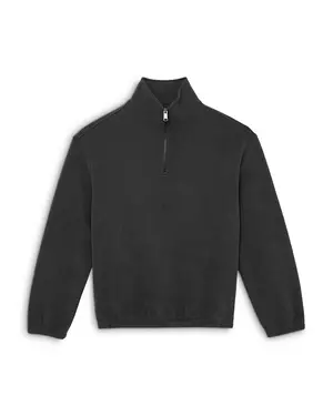 REISS Quinn Quarter Zip Pullover - Washed Black