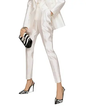 Dolce & Gabbana Shantung Silk Tailored Pants - White