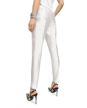 Dolce & Gabbana Shantung Silk Tailored Pants - White