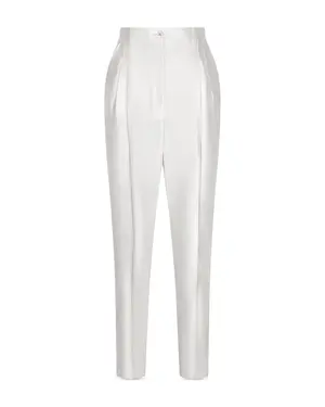 Dolce & Gabbana Shantung Silk Tailored Pants - White