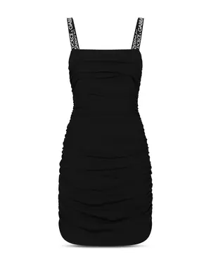 Dolce & Gabbana Ruched Mini Dress With Logo Straps