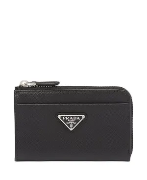 Prada Saffiano Leather Keychain Open Black