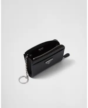 Prada Saffiano Leather Keychain - Open Black