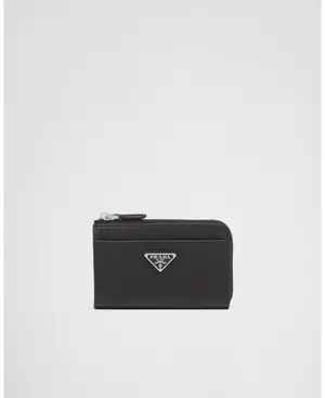 Prada Saffiano Leather Keychain - Open Black