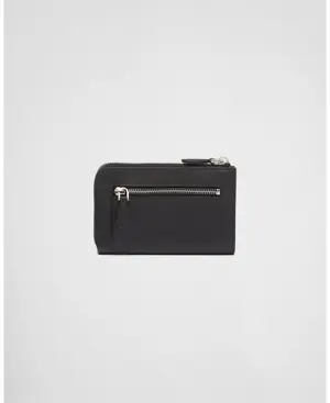 Prada Saffiano Leather Keychain - Open Black