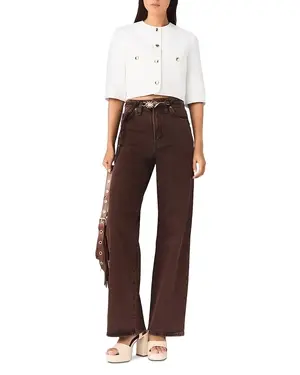 Maje Short Linen Blend Jacket - White