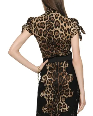 Dolce & Gabbana Leopard Print Silk Blend Blouse