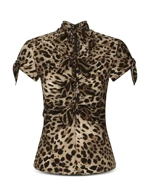 Dolce & Gabbana Leopard Print Silk Blend Blouse