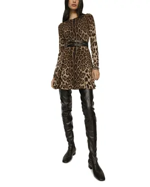 Dolce & Gabbana Cady Print Mini Dress - Leopard