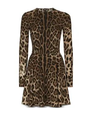 Dolce & Gabbana Cady Print Mini Dress - Leopard