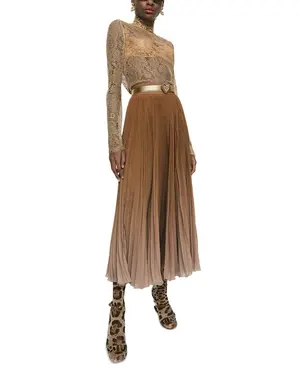 Dolce & Gabbana Floral Lace Turtleneck Blouse - Beige