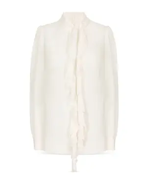 Dolce & Gabbana Georgette Silk Ruffle Blouse