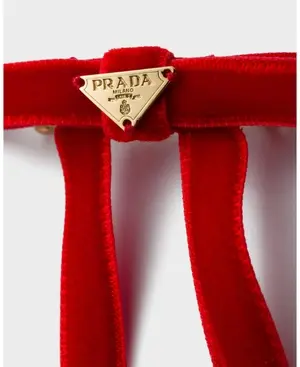 Prada Velvet Hair Clip - Red