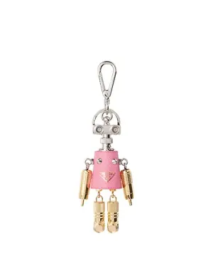Prada Robot Saffiano Leather Key Ring Charm - Pink
