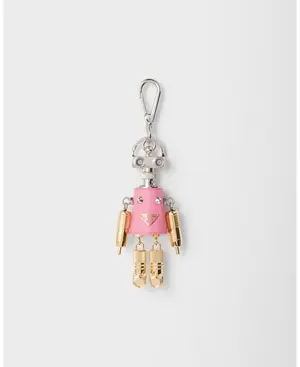 Prada Robot Saffiano Leather Key Ring Charm