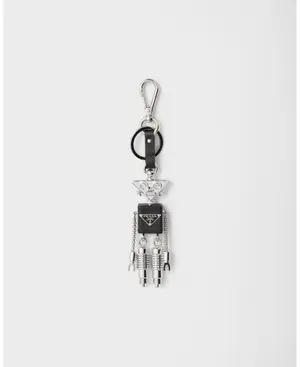 Prada Robot Saffiano Leather Keychain Charm - Gold/silver