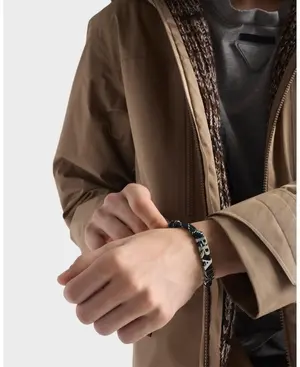 Prada Cord Bracelet With Metal Lettering Logo