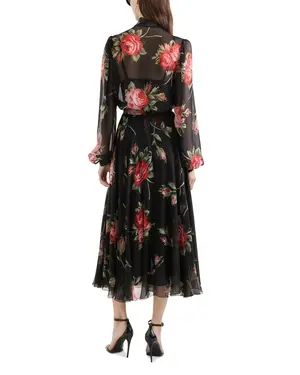 Dolce & Gabbana Silk Blend Rose Bouquet Chiffon Skirt