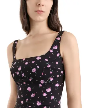 Dolce & Gabbana Silk Blend Carnations Print Sheath Dress - Multi-colored