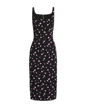 Dolce & Gabbana Silk Blend Carnations Print Sheath Dress - Multi-colored