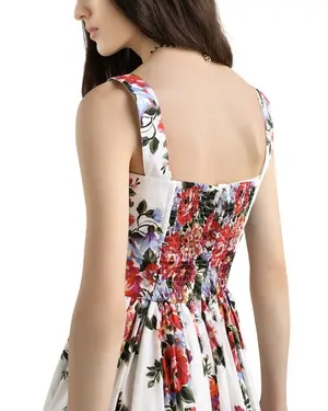 Dolce & Gabbana Floral Print Cotton Midi Dress