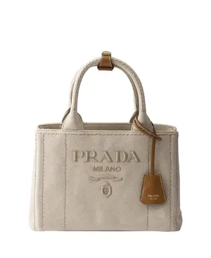 Prada Jardiniere Small Cotton Canvas Tote - Neutral