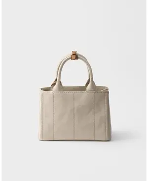 Prada Jardiniere Small Cotton Canvas Tote - Neutral