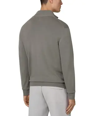 Boggi Milano Superfine Full Zip Merino Wool Jumper - Mud