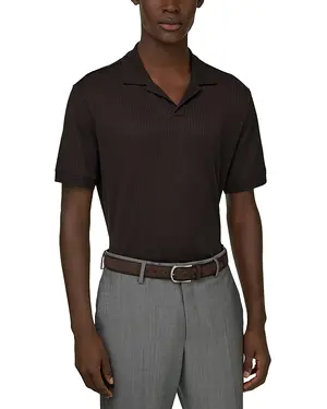 Boggi Milano Mini Jacquard Open Collar Shirt - Dark Brown