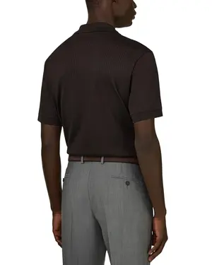Boggi Milano Mini Jacquard Open Collar Shirt - Dark Brown