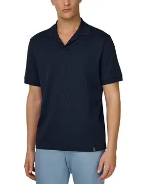 Boggi Milano Mini Jacquard Open Collar Shirt - Navy Blue