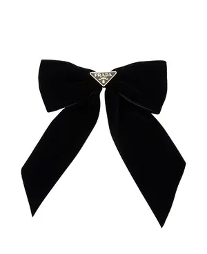 Prada Velvet Bow Hair Clip - Black
