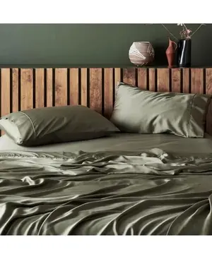 ETTITUDE Cleanbamboo Signature Sateen Sheet Set, Twin Xl - Moss