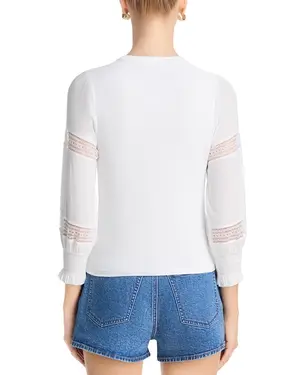 Veronica Beard Bellamie Mixed Media Top - White