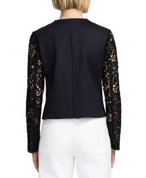 ELLE COLLECTION Lace Satin Jacket - Black