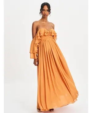 MISS CIRCLE NEW YORK Kaela Off Shoulder Chiffon Maxi Dress