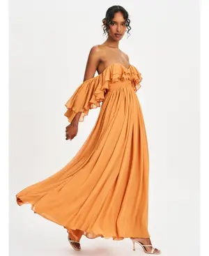 MISS CIRCLE NEW YORK Kaela Off Shoulder Chiffon Maxi Dress