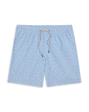FAIR HARBOR 7" Printed Swim Trunks - Sky Blue Shells