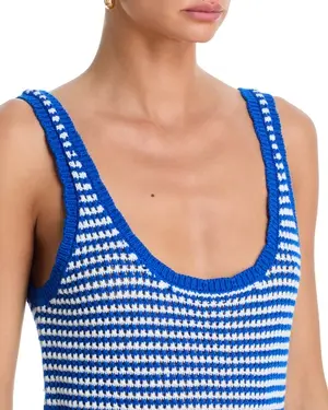 Aqua Crochet Stripe Tank