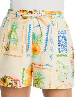 Aqua Postcard Printed Shorts