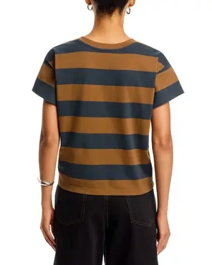 Rag & Bone Kelly Stripe Boxy Jersey Tee - Cocoa Multi