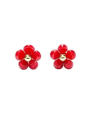 Kate Spade New York Summer Daze Flower Clip On Stud Earrings - Red