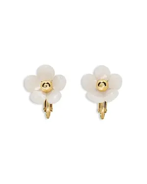 Kate Spade New York Summer Daze Flower Clip On Stud Earrings - White