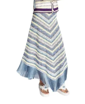 Anna Sui Serape Knit Fringe Skirt