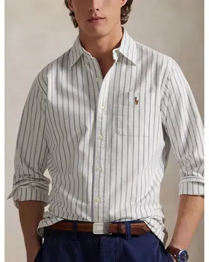 Polo Ralph Lauren Classic Fit Stripe Oxford Shirt - White/blue