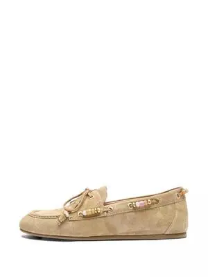 STUART WEITZMAN Majorca Tinsley Bead-embellished Loafers - Neutrals