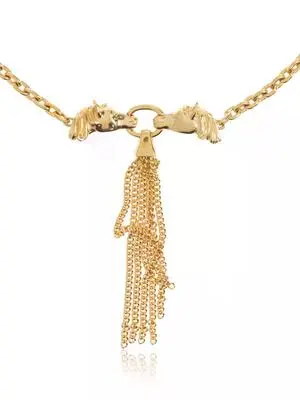 Chloé Chain Necklace With Horse-head Motif And Tassel - Gold