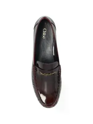 Chloé Logo-appliqué Leather Loafers - Brown